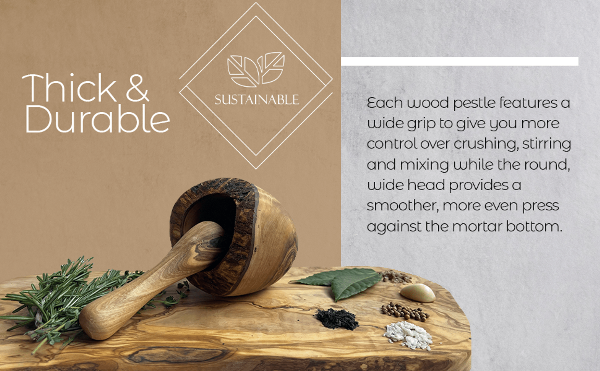 Authentic Olive Wood Mortar and Pestle | Buy Online at Choix-e – Choixe